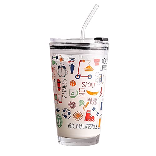 DVH Coffee Cup Sipper Glass with Straw Mug with Straw Coffee Cup with ...