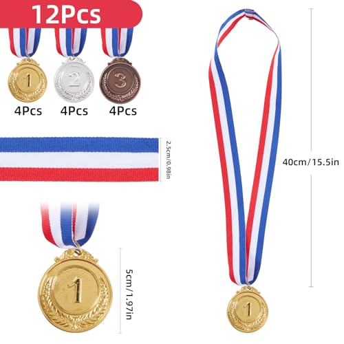 Houkary 12 Pcs Medals for Children, Metal Gold Silver Bronze Award ...