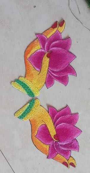 Buy Decorative Lotus Flower Rangoli Patch, Pink and Gold, Set of 2 ...