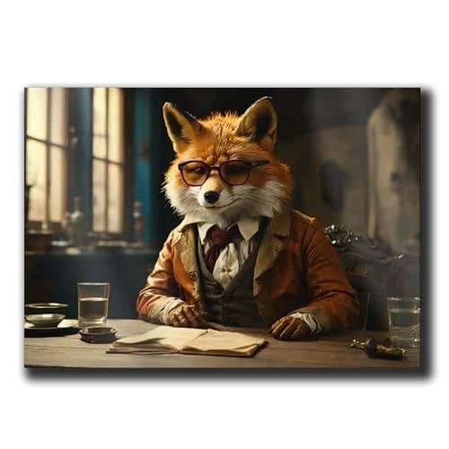 Amazon.com: Red Fox Reading News, Art Print, Wall Hanging, Animal Wall ...