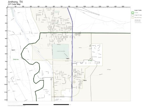 ZIP Code Wall Map of Anthony, TX ZIP Code Map Not Laminated: Amazon.com ...