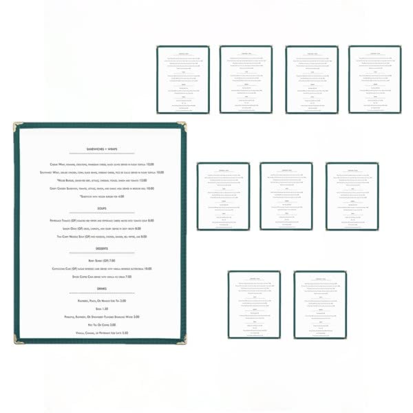 Snapklik.com : Set Of 10 Green 8-1/2 X 11 Single Restaurant Menu Covers ...