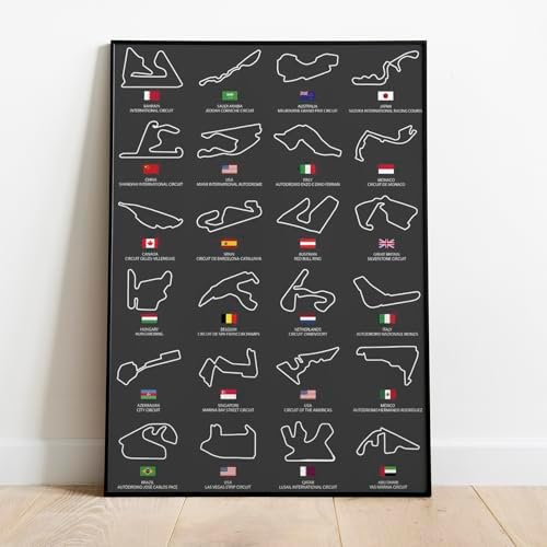 OCMM Formula One F1 Track Circuit Layouts Chart 24 Circuits Poster A2 ...
