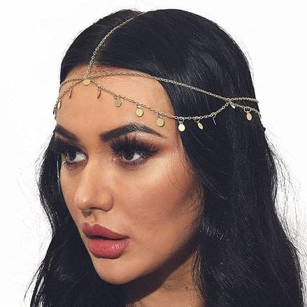 Fashband Kopfkette Pailletten Quaste Haarkette Gold Braut Kopfschmuck ...