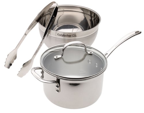 Buy Calphalon Triply Stainless 3-1/2-Qt Saucepan with Salad Bowl and ...