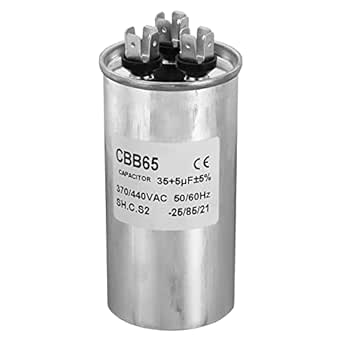 PATIKIL 35+5uF 35/5MDF 370/440VAC Fan Start Capacitor, CBB65 Dual Circular Run Capacitor for Air ...