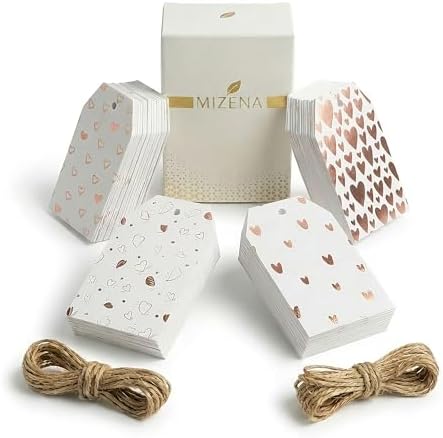 Amazon.com: MIZENA Blank Gift Tags with Foil Hearts, 350 GSM White ...