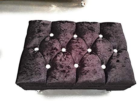 AL SULTAN Black Crushed Velvet Foot Rest Pouffe - Queen Anne Legs ...