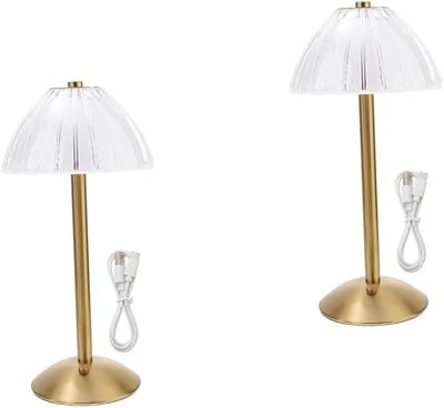 Liliful 2 Pcs Mushroom LED Portable Cordless Gold Table Lamp Touch ...
