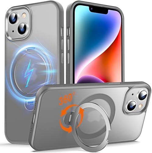 Amazon.com: LAUDTEC Air-Filled Bumper Case for iPhone 15 with Stand, 360° Rotatable Magnetic ...