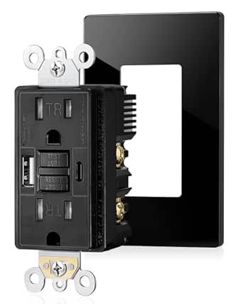 SURAIELEC 15 Amp GFCI Outlet with USB Ports, Self-Test GFCI Combination ...