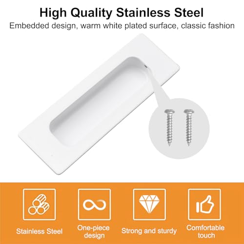 MOROBOR 2 PCS Recessed Cabinet Handles, Warm White Stainless Steel ...