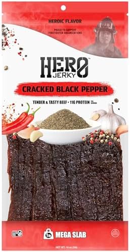 Amazon.com: Hero Jerky Mega Cracked Black Pepper Beef Jerky Slab ...