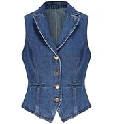 Ladyful Lapel Denim Vest for Women Sleeveless Business Work Jean Waistcoat Vest at Amazon Women ...