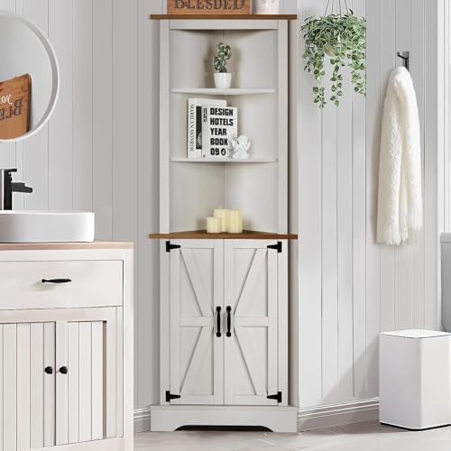 Amazon.com: Smuxee Tall Corner Storage Cabinet, Farmhouse Corner ...