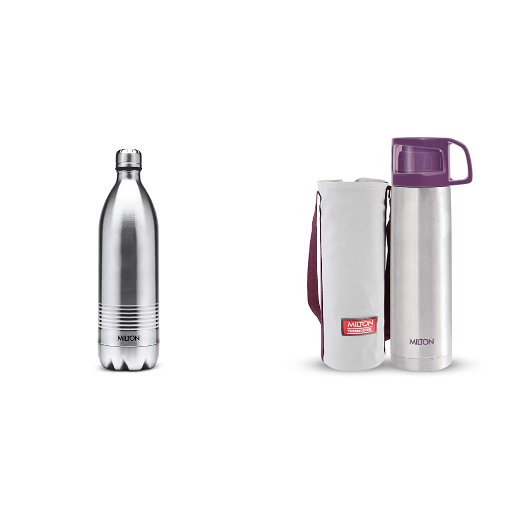 Milton Glassy Flask 1000ml Vaccum Flasks - Purple & Thermosteel Duo ...