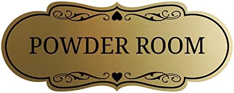 Amazon.com : Signs ByLITA Designer Powder Room Sign (Brushed Gold ...