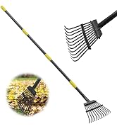 Amazon.com : Rake, 65 Inch Long, 25 Tines Large Metal Garden Rake for ...