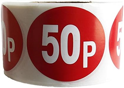 500x RED Sign 50p SELF Adhesive Stickers Sticky Labels Swing Labels for ...