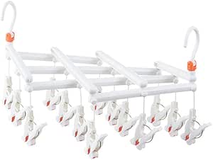 Amazon.co.jp: Zig Zag Telescopic Hanger with Rolling Roller Laundry ...