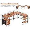 Furologee 66" L Shaped Computer Desk with Shelves, Reversible Corner ...