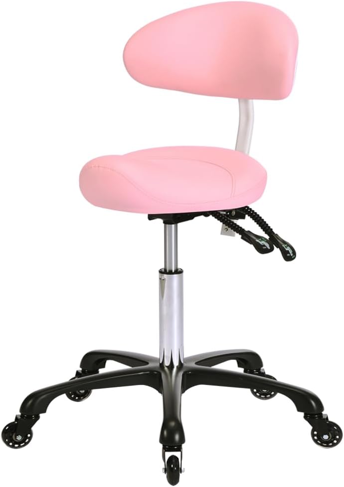 Amazon.com: Ergonomic Rolling Saddle Stool with Back Support ...