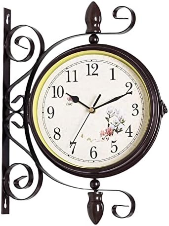 gazechimp Retro Style Double Sided Wall Clock Decor Quiet Battery ...