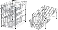 Amazon.com: Simple Houseware Stackable 3 Tier Sliding Basket Organizer ...