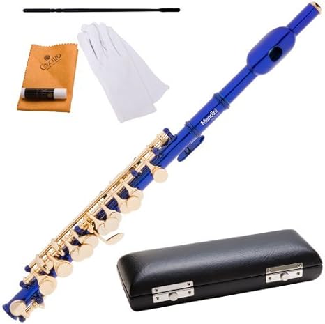 Amazon.com: Mendini MPO-BL Blue Lacquer Key of C Piccolo with Gold Keys ...