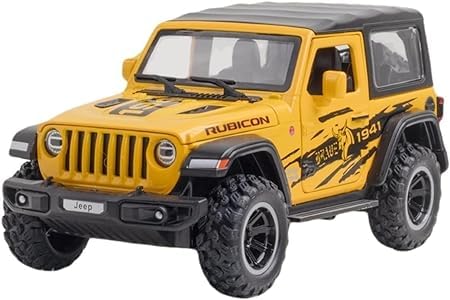 DYOMNIZY Yellow 1:24 Wrangler Rubicon Model Car, Diecast Pull Back Toy ...
