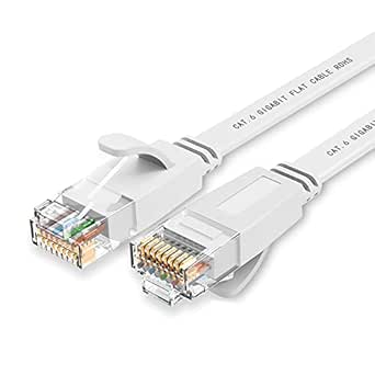 Cat 6 Ethernet Cable 30 FT White Flat Durable Interconnection Network ...