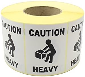 Caution Heavy Warning Labels/Stickers. 100mm x 75mm. White Label,Black ...