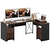 Amazon.com: Bestier L Shaped Desk with File Drawers, 63" x 47" Office ...