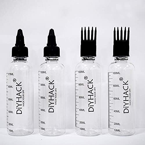 DIYHACK Plastic Scalp Hair Root Applicator With Comb Cap 100Ml -Pack Of ...