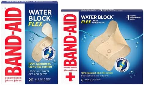Amazon.com: Band-Aid Brand Water Block Flex 100% Waterproof Adhesive ...