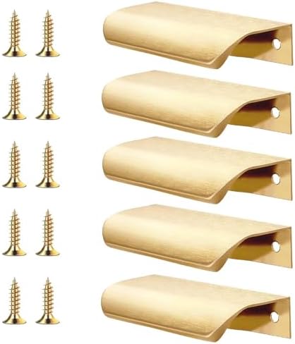 ZISHAN 5 Pcs Gold Drawer Handles, Gold Kitchen Door Handles Brushed ...