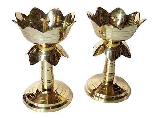 Buy POOJA ECOMMERCE Brass Kamal DEEP Stand,Brass SAMAY,Brass DEEP,Lotus ...