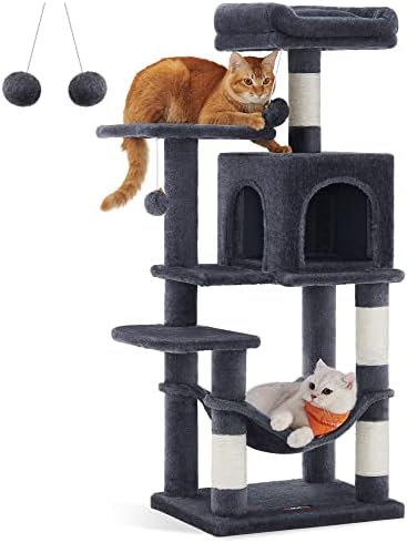 Feandrea Cat Tree, 44.1-Inch Cat Tower for Indoor Cats, Multi-Level Cat ...