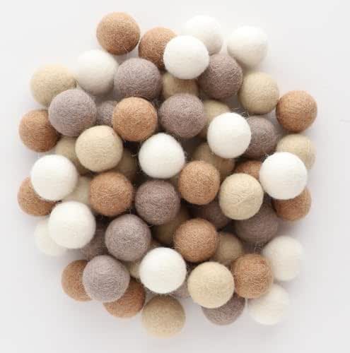 Amazon.com: Mini Felt Factory | Neutral Wool Felt Pom Balls Set (60 Pcs ...