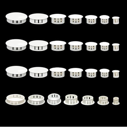 VEGCOO 200 Pcs Hole Plugs, 6 Sizes Plastic Hole Plugs White Screw Hole ...