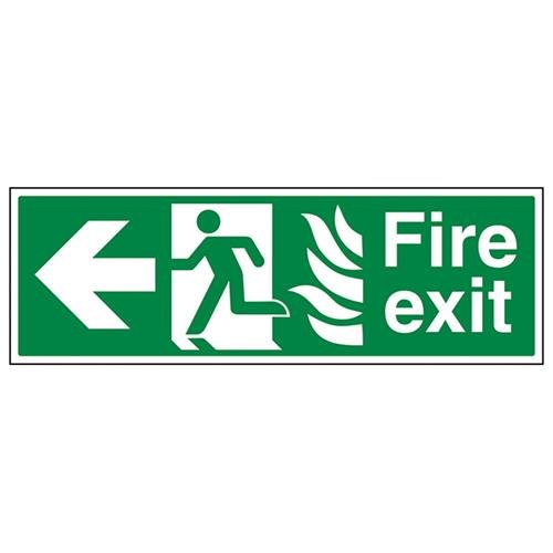 VSafety NHS Fire Exit Arrow Left Sign – Landscape – 600mm x 200mm – 1mm ...
