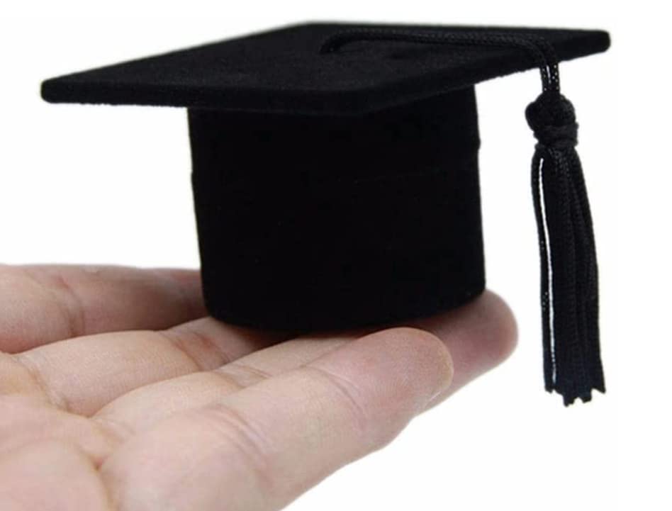 Losuya Graduation Cap Ring Box Black Doctoral Hat Shaped Ring Box for Graduation Gifts Party ...