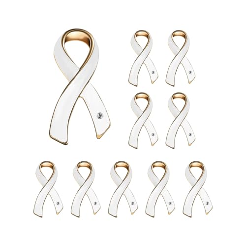 10 Pack Large White Ribbon Shaped Pins – White Ribbon Pins - Want It All