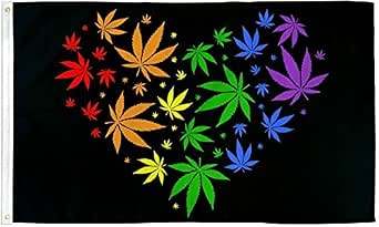 Amazon.com : Marijuana Rainbow Flag 3x5 LGBTQIA Rainbow Weed Pride MMJ ...
