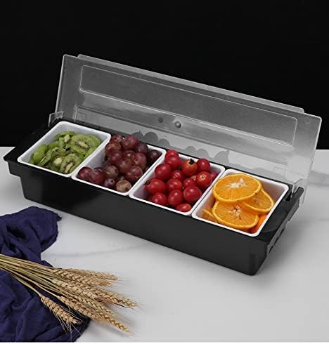 Bar Top Food Condiment Dispenser Container with Lid, 6 Tray Plastic ...