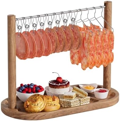 Gernshe Bacon Display Rack-Acacia Bacon Clothesline Serving Tray-Bacon ...