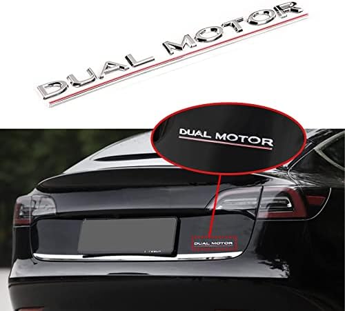Shop4EV Dual Motor Logo-Emblem - Mattschwarz mit rotem Unterstrich, für ...