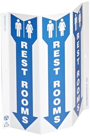 Zing Green Products 4060 Recycled Plastic "Rest Rooms" Tri View Sign ...