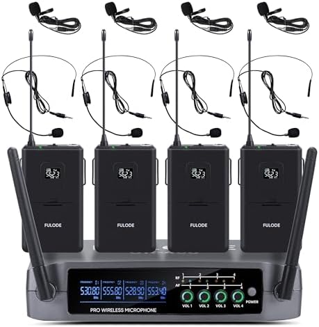 Amazon.com: wenwen Frequency B Wireless Microphone System 4 Channel 4 ...