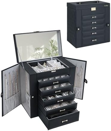 Amazon.com: Kendal Extra Large Jewelry Box Jewelry Case PU Leather 6 ...